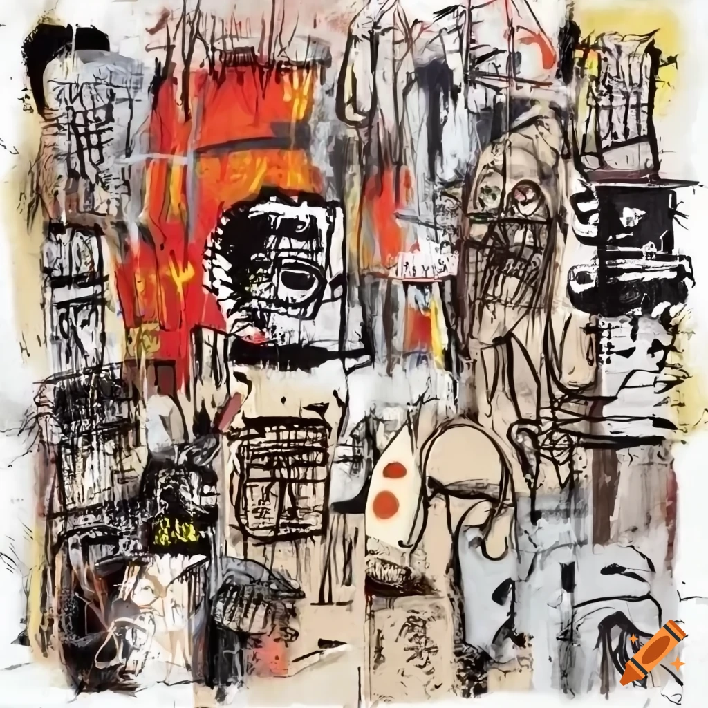 Illustration of guitars and graffiti in the style of Jean-Michel ...