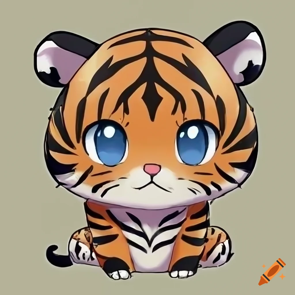 Cute chibi tiger character on Craiyon