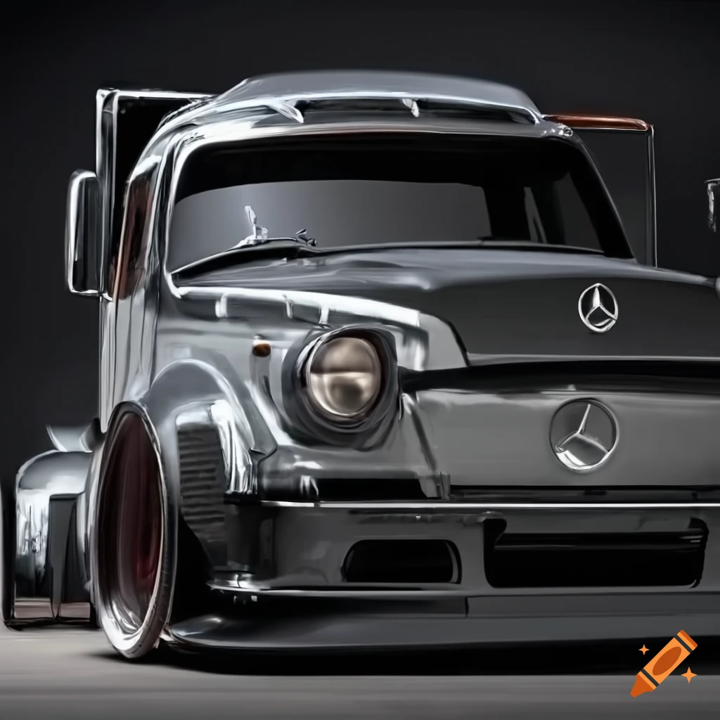 Vintage mercedes lorry truck with rwb bodykit and wide racing wheels on ...