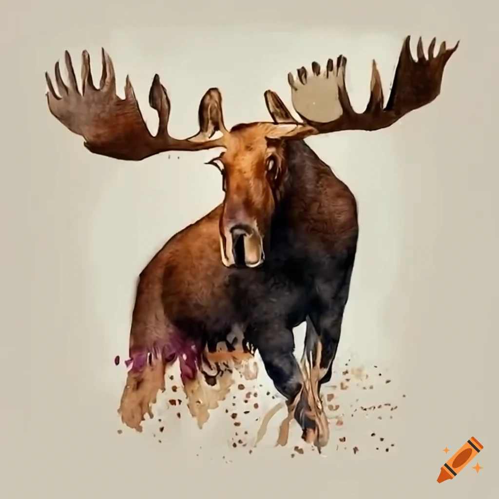 Majestic moose walking with a regal beaver riding on its back in a ...