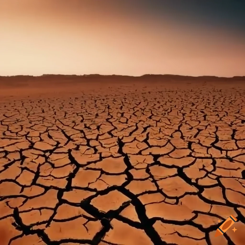 Dried up parched land due to lack of water on Craiyon