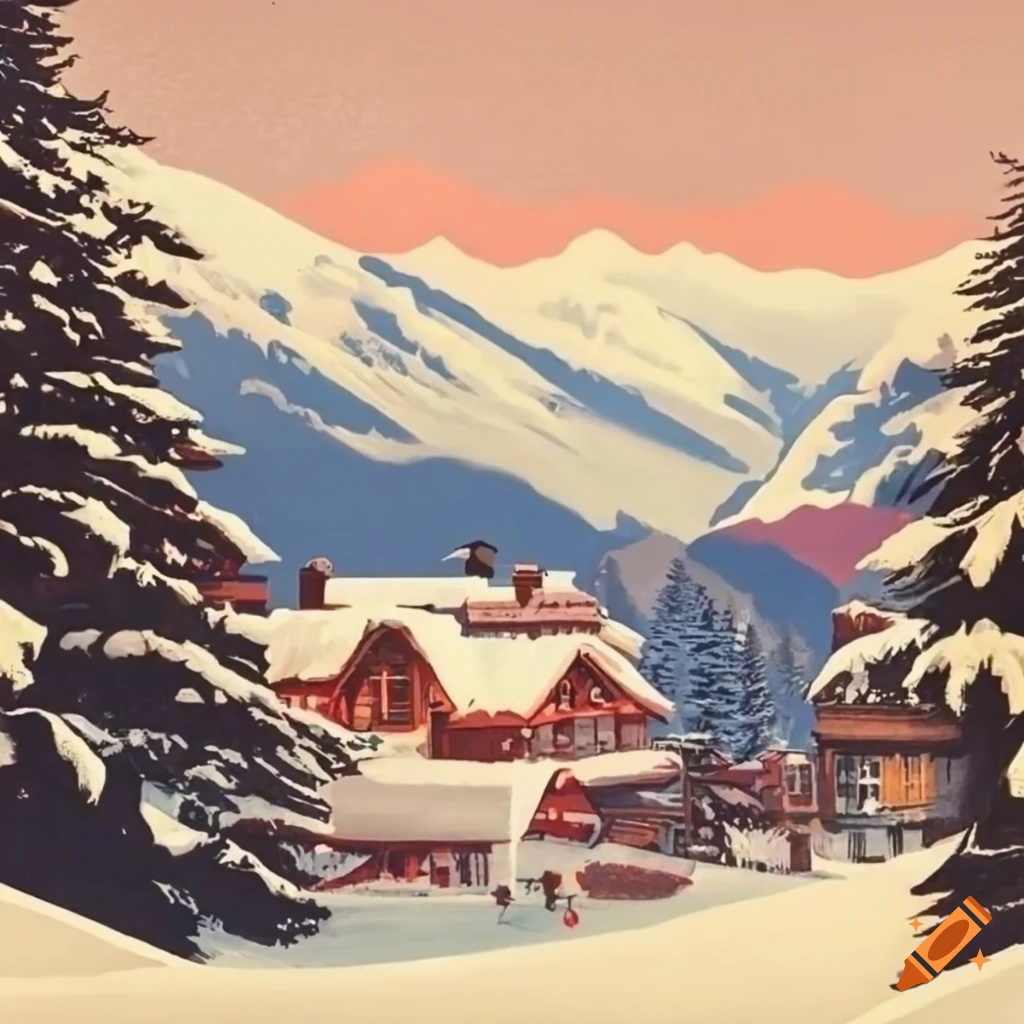 Vintage poster of megève on Craiyon