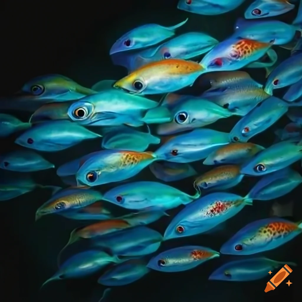 Abstract school of fish on Craiyon