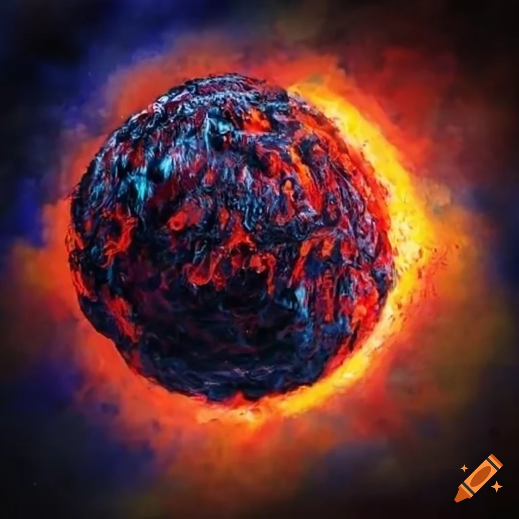 Lava ball in a starry night style on Craiyon