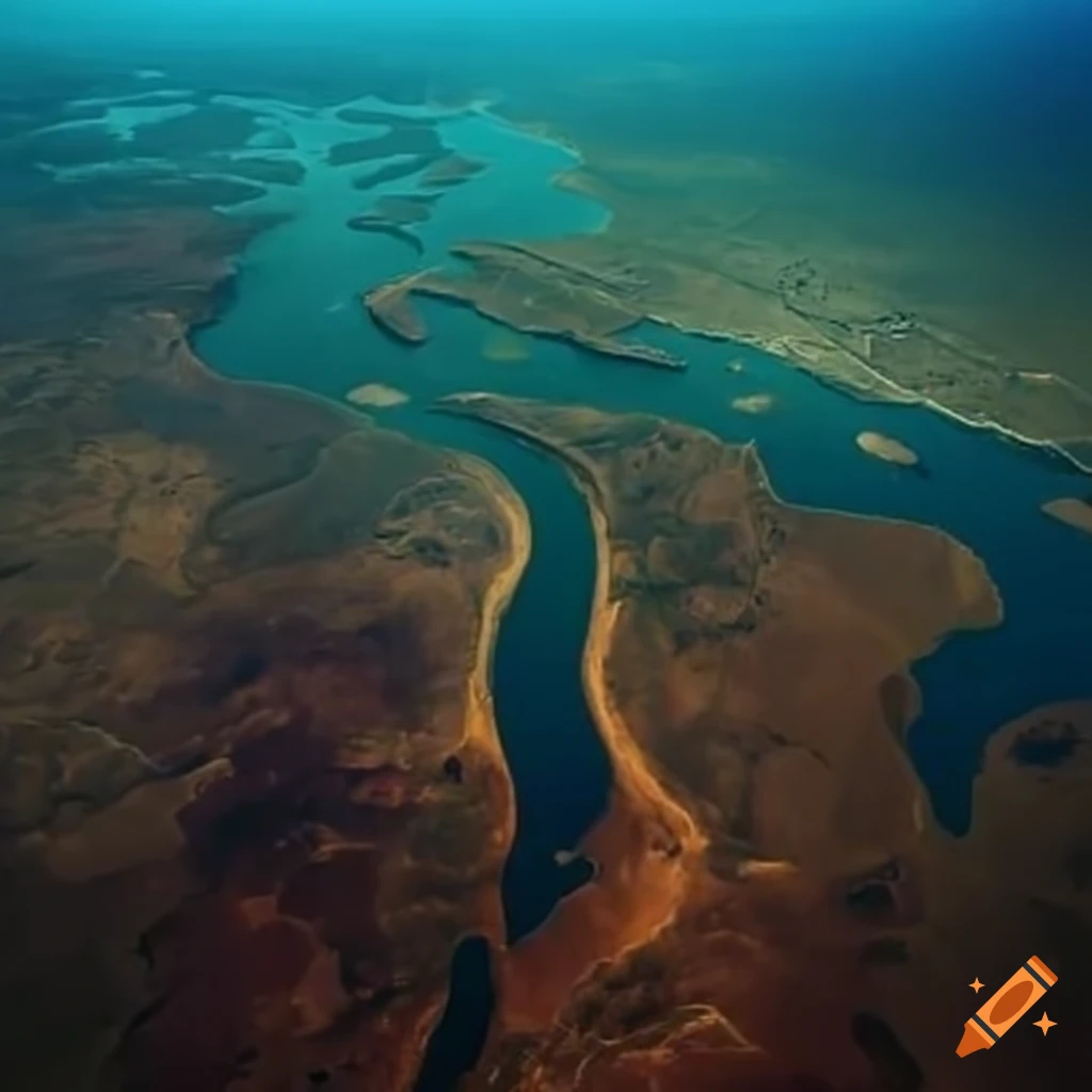 Converging rivers seen from above on Craiyon