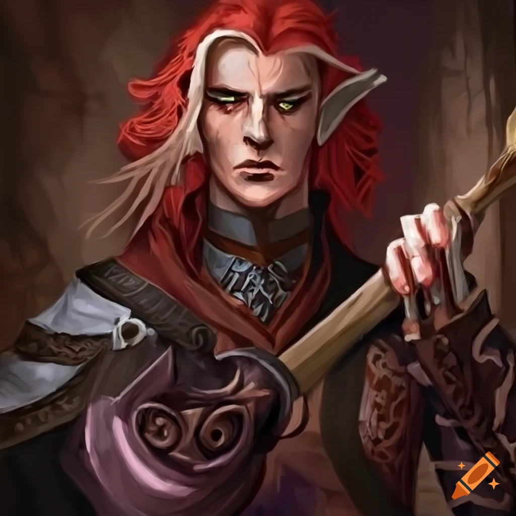 Male dhampir necromancer bard character on Craiyon