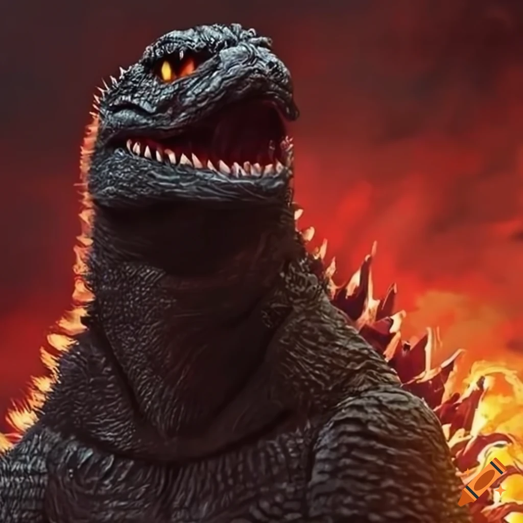 Portrait of godzilla in a stylish pose on Craiyon