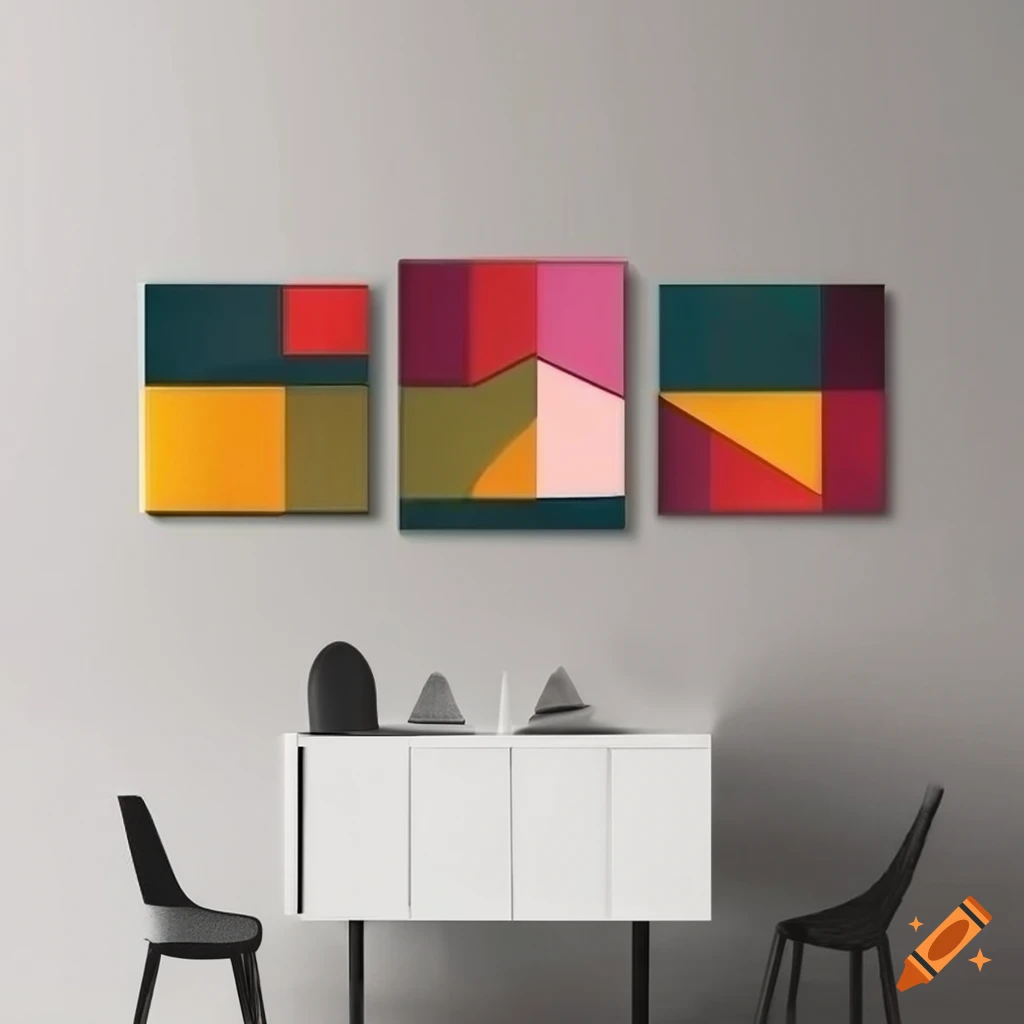 Set of six vibrant geometric abstract art pieces for modern decor in ...