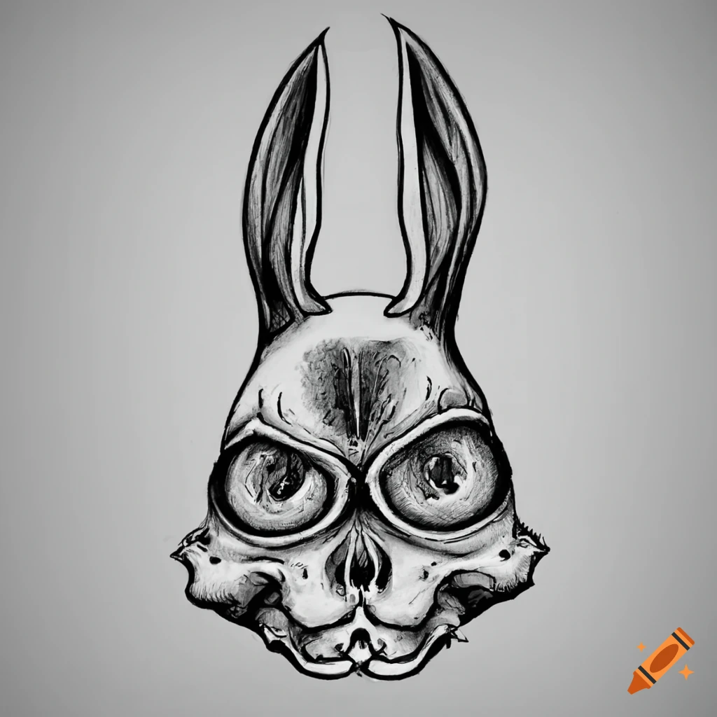 Stylized punk-themed skull rabbit drawing on Craiyon