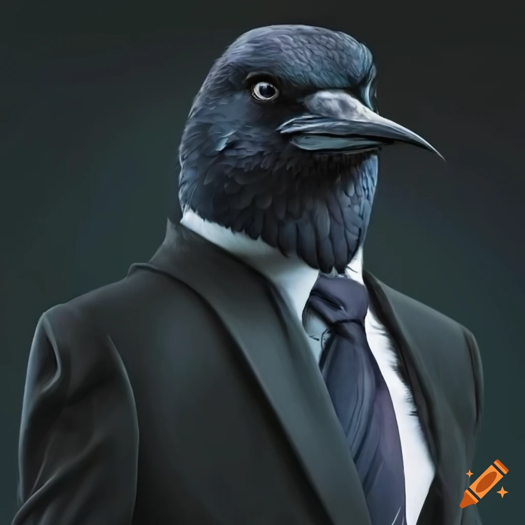 Crow in a suit on Craiyon