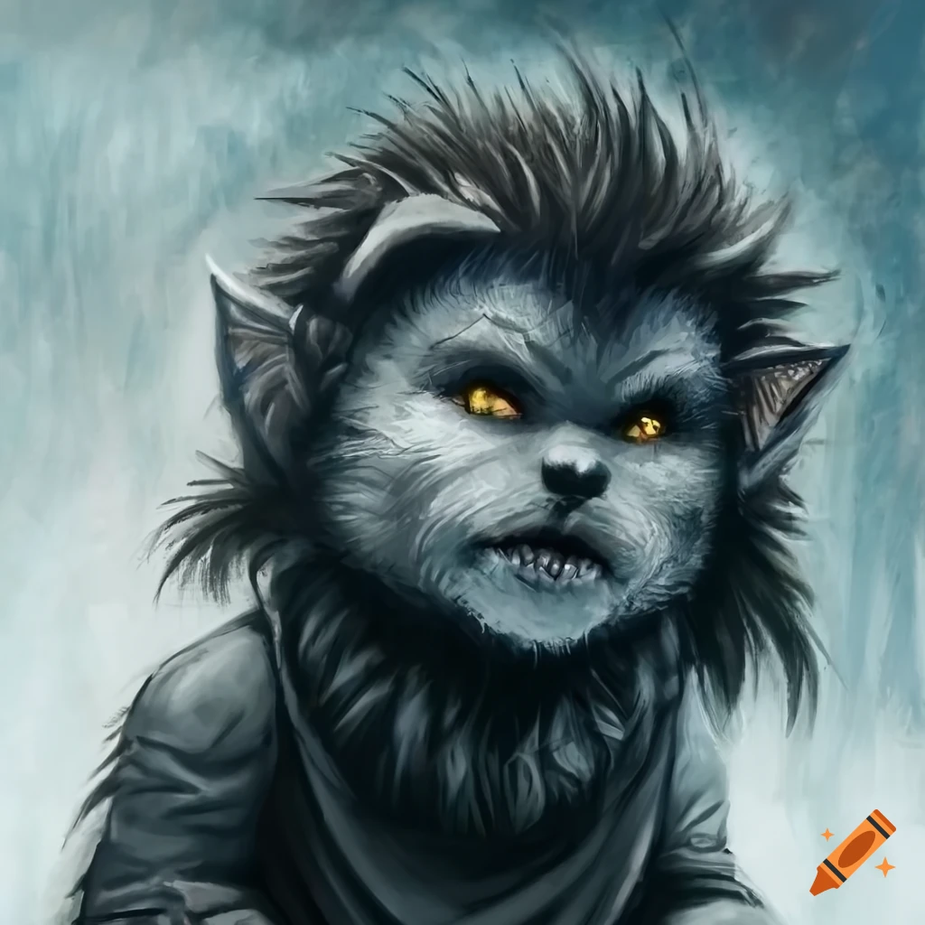 Happy werewolf child drawing in simon bisley art style on Craiyon