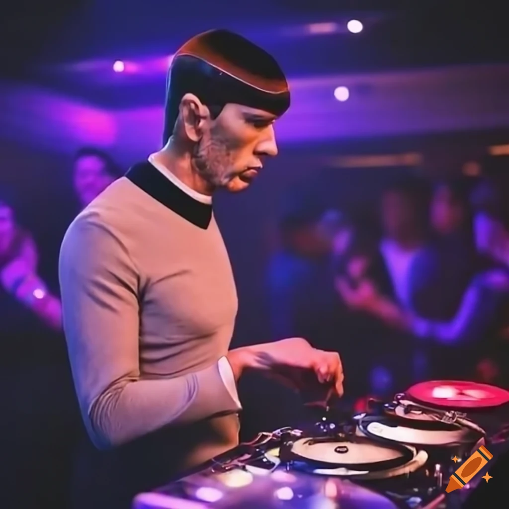 Mr. Spock DJing in nightclub on Craiyon