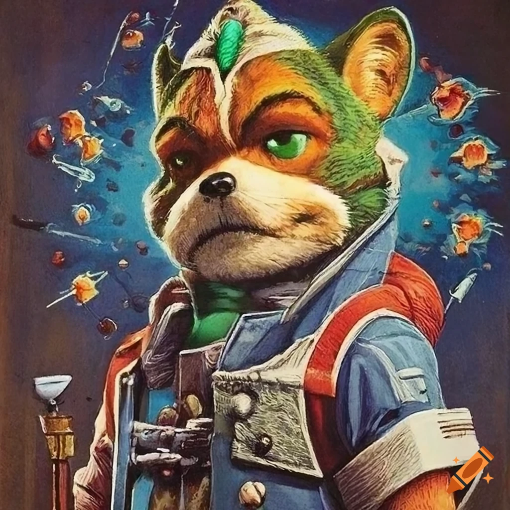 Intricate vintage Star Fox poster inspired by James Gurney, Norman ...