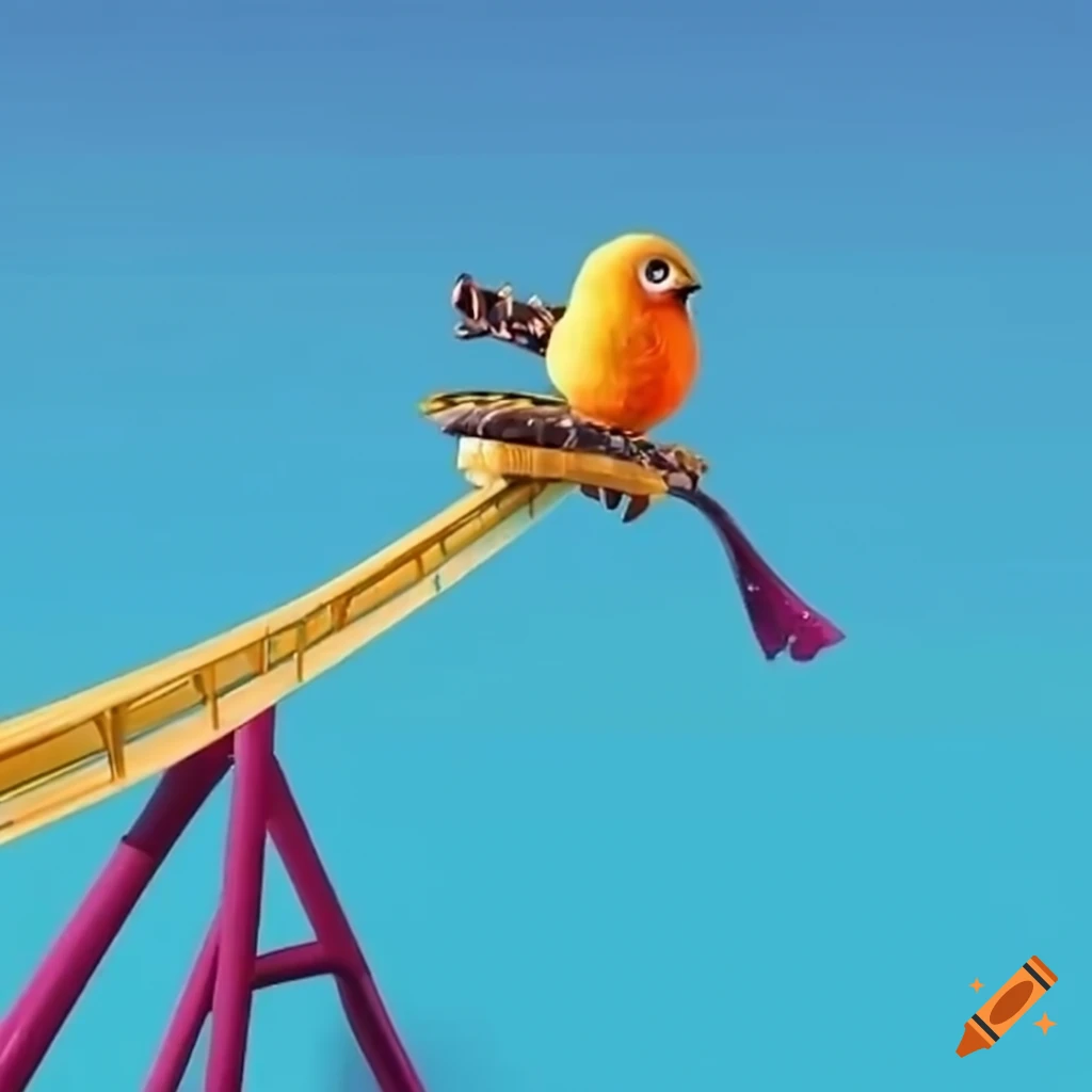 Funny bird enjoying a roller coaster ride on Craiyon