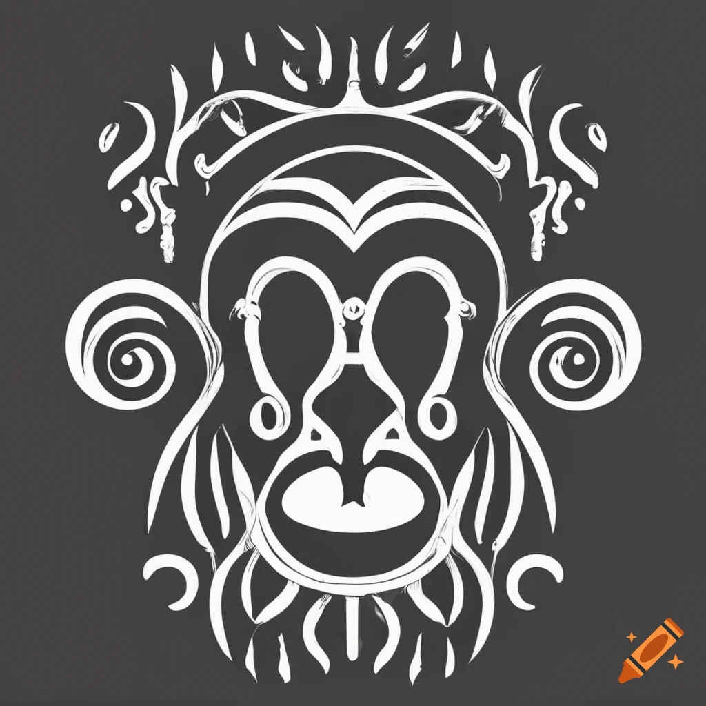 Stylized monkey symbol inspired by traditional Indian art on Craiyon