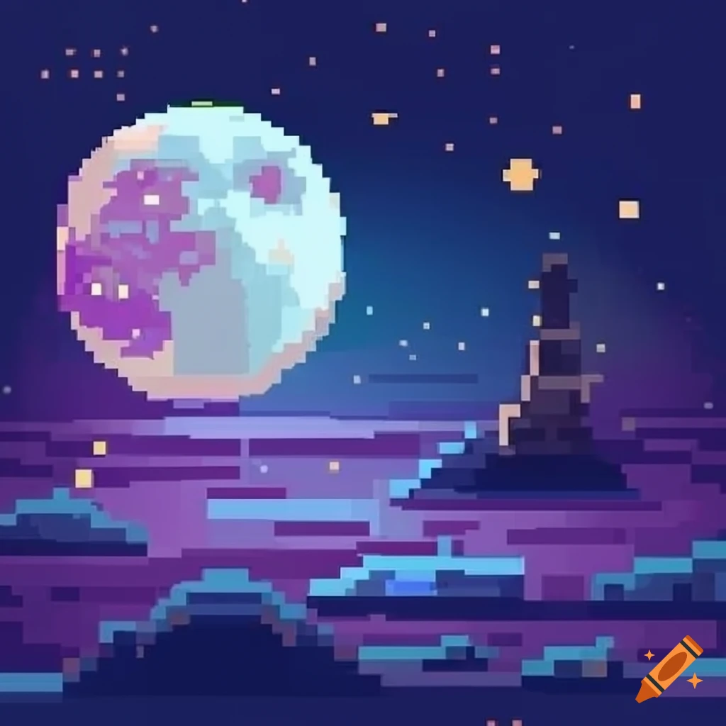 Pixel art of dreamy moon on Craiyon