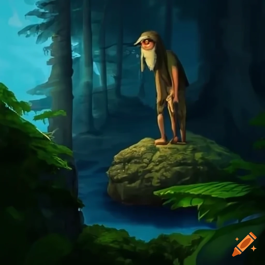 Happy hermit dancing on a small island on Craiyon