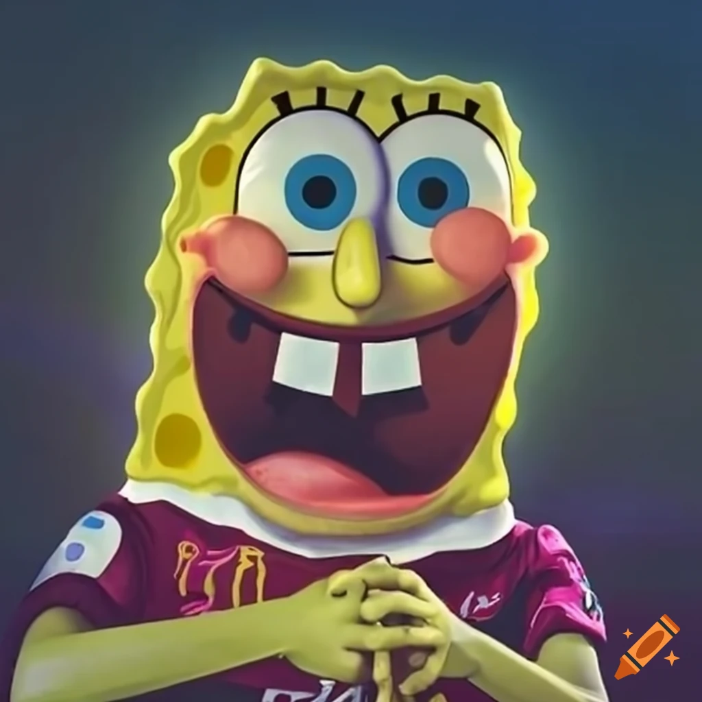 Spongebob with bradford city football club logo on Craiyon