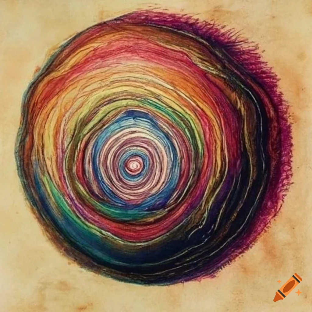 William Blake style tantric crayon psychedelic drawing of an orb on ...