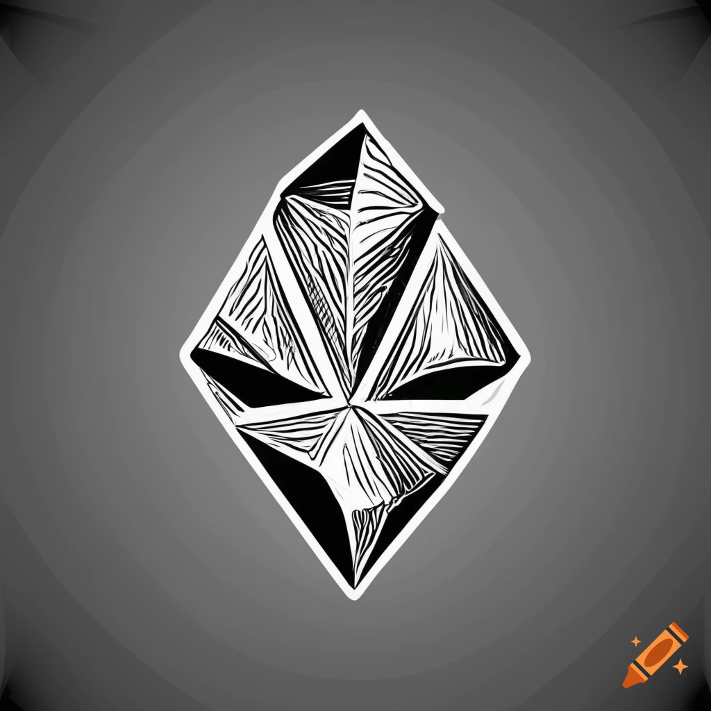 Modern clean polygonal obsidian stone logo on white background on Craiyon