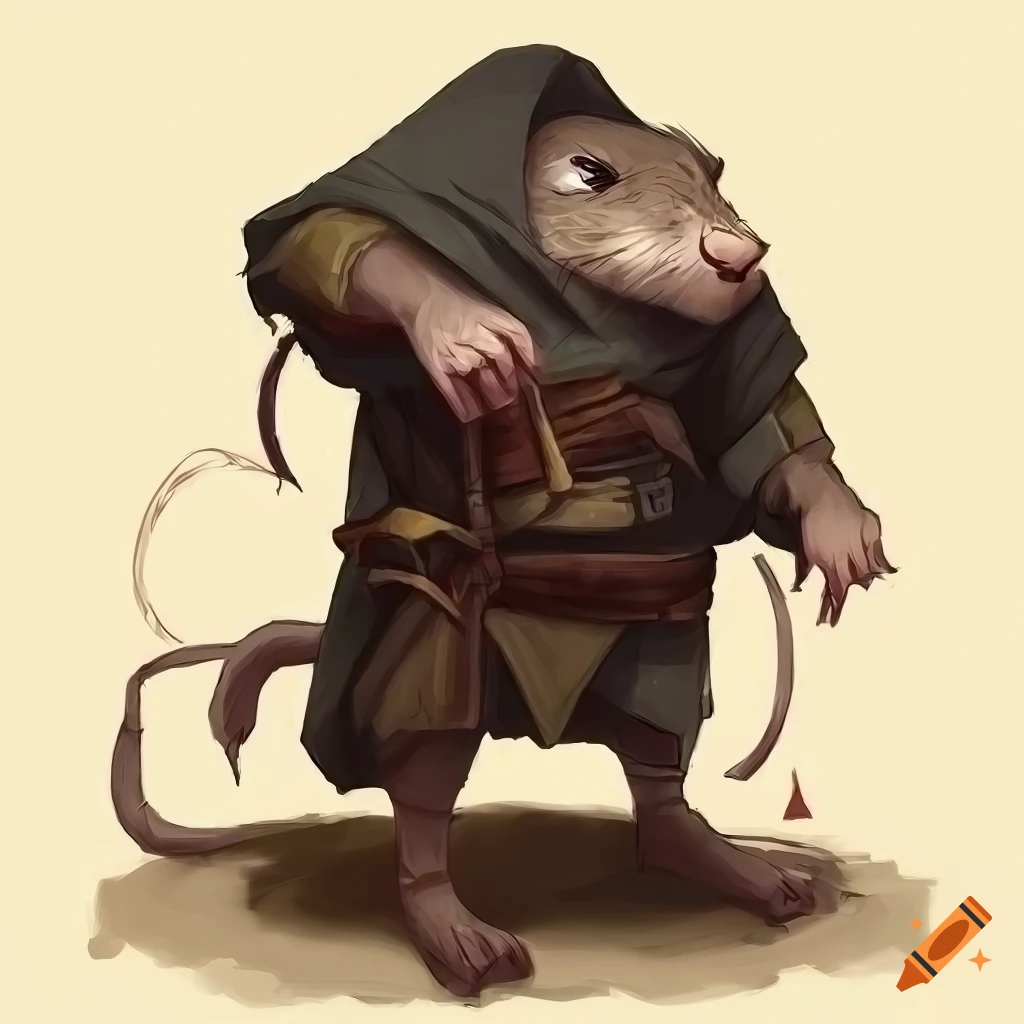 Anthropomorphic mouse character concept named Igor with belts, pouches ...