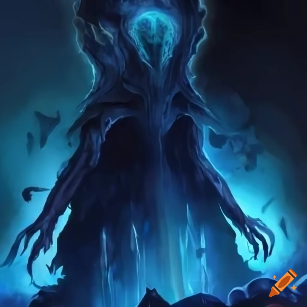 Eldritch being formed of blue crystal on Craiyon