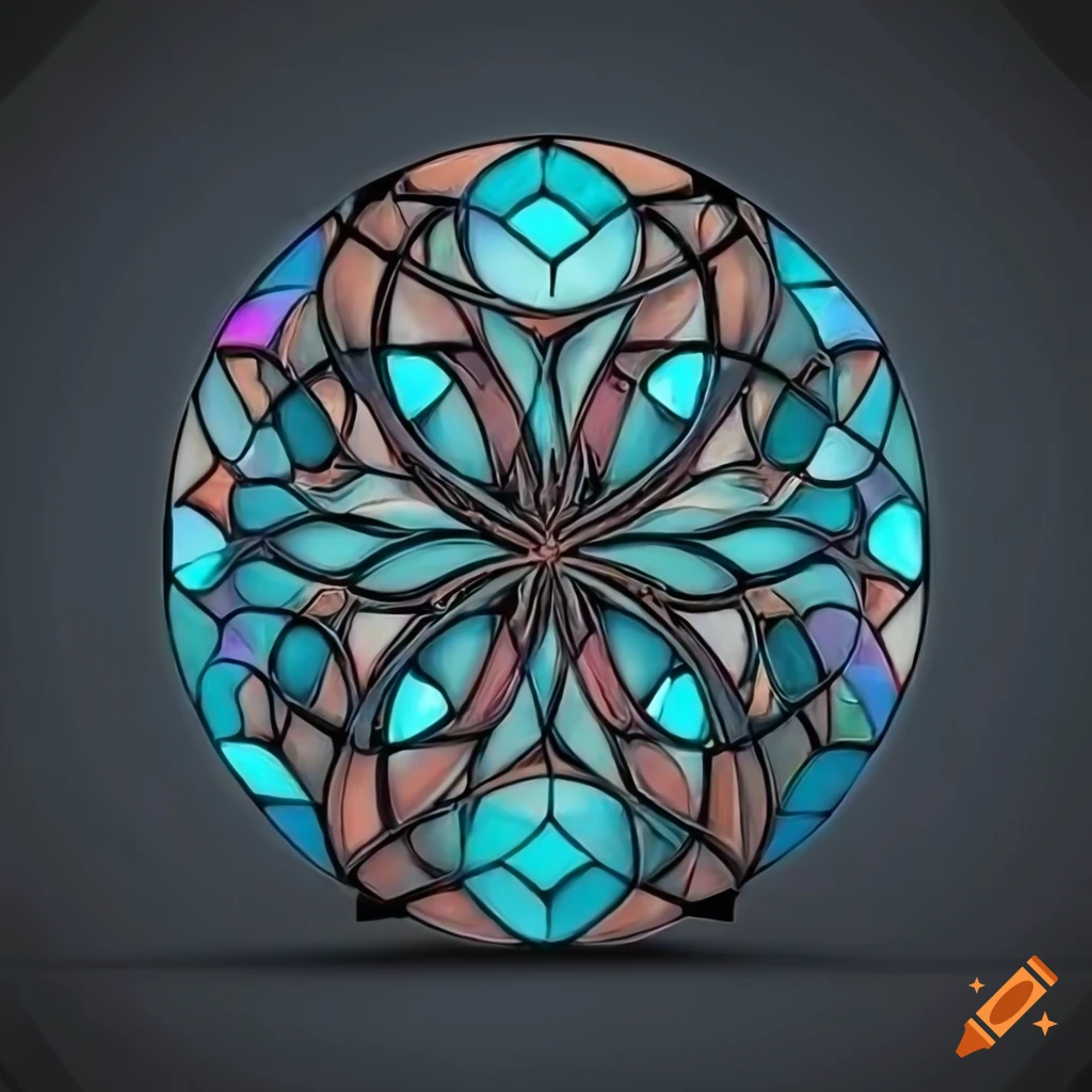 Intricately crafted stained glass logo in 3d dark vector design on Craiyon