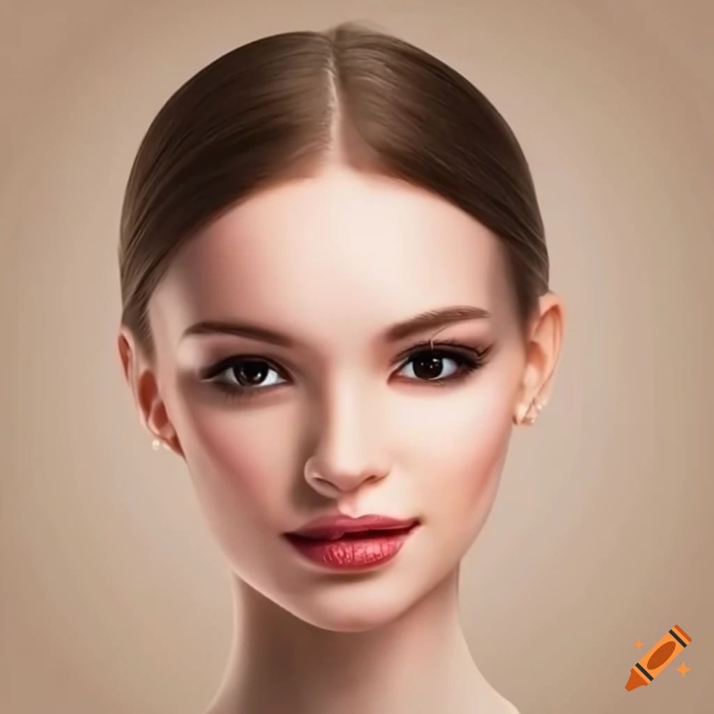 Portrait of a beautiful young woman with attractive features on Craiyon