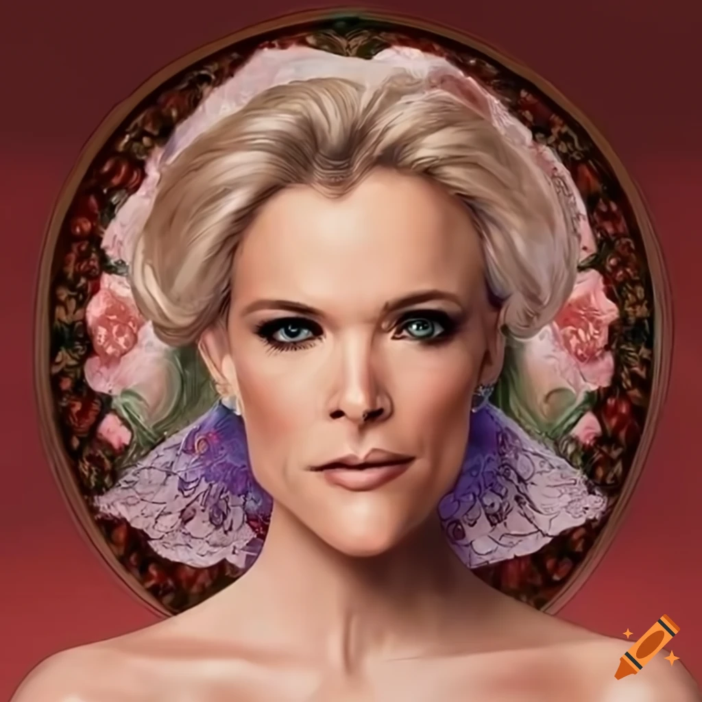 Highly detailed Edwardian art nouveau-style portrait of a woman with distinctive symmetrical ...