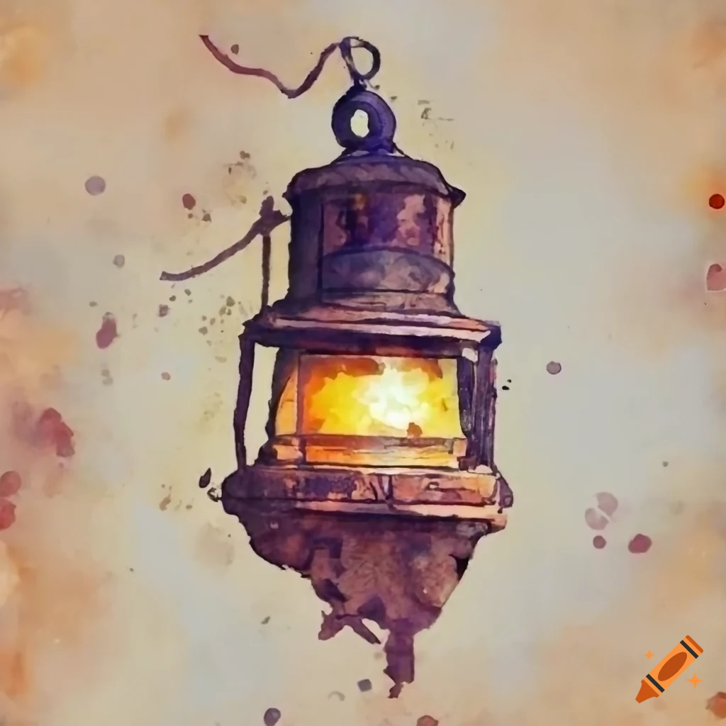 Old mining lamp illuminating a catacomb corridor on Craiyon