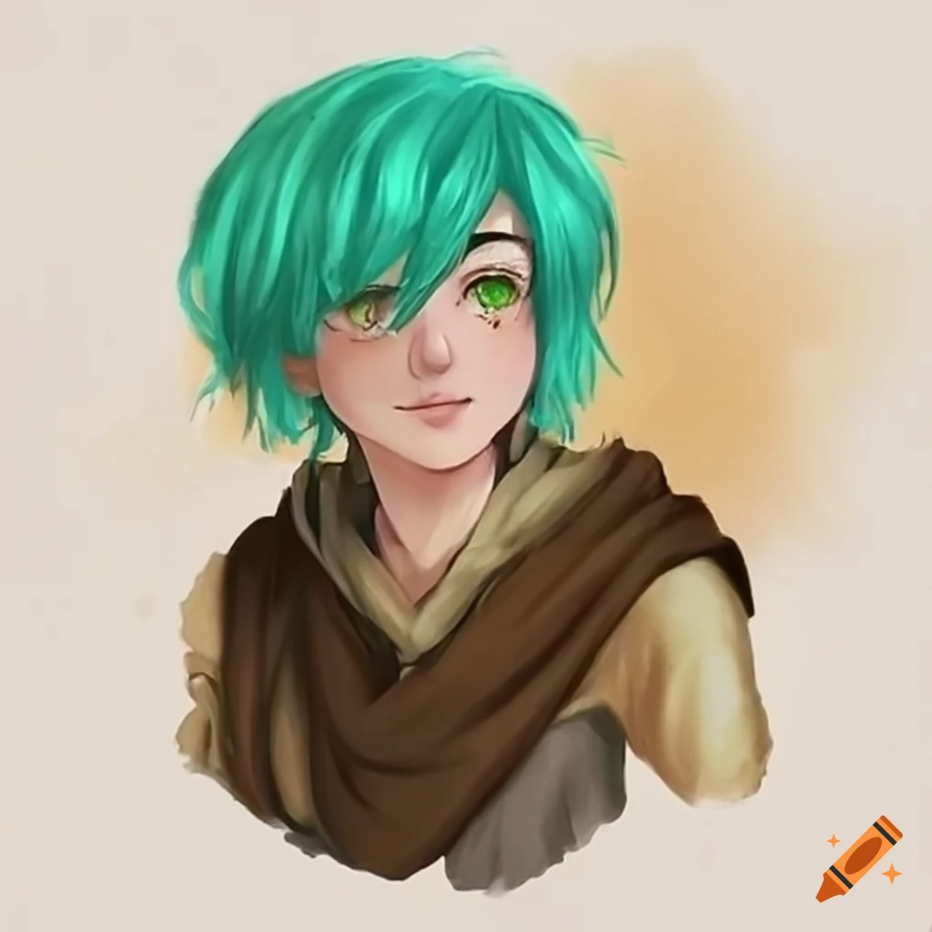 Pathfinder boy gnome with short green hair on Craiyon