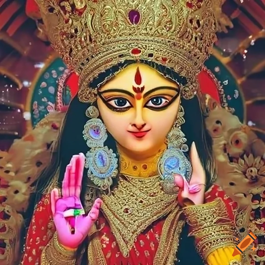 Durga maa at a temple on Craiyon