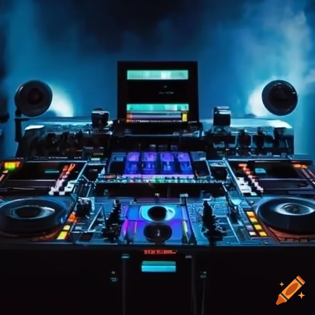Iconic dj mixing equipment setup with pioneer gear on Craiyon