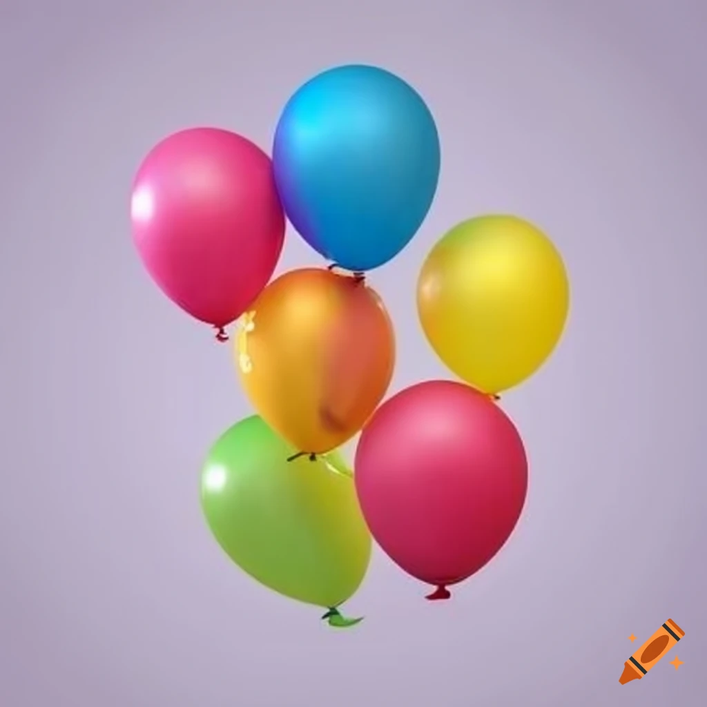 Colorful balloons on a white background in 2d style on Craiyon