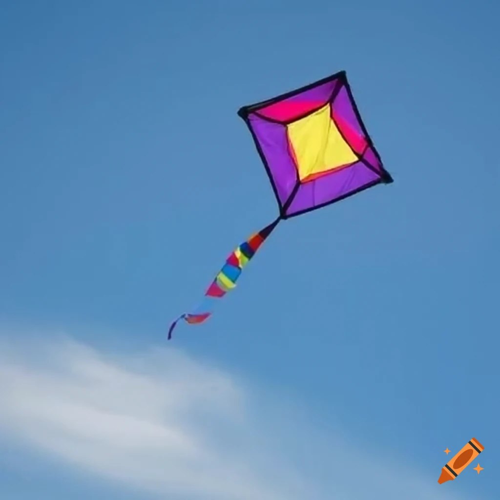 Square kite flying in the sky on Craiyon