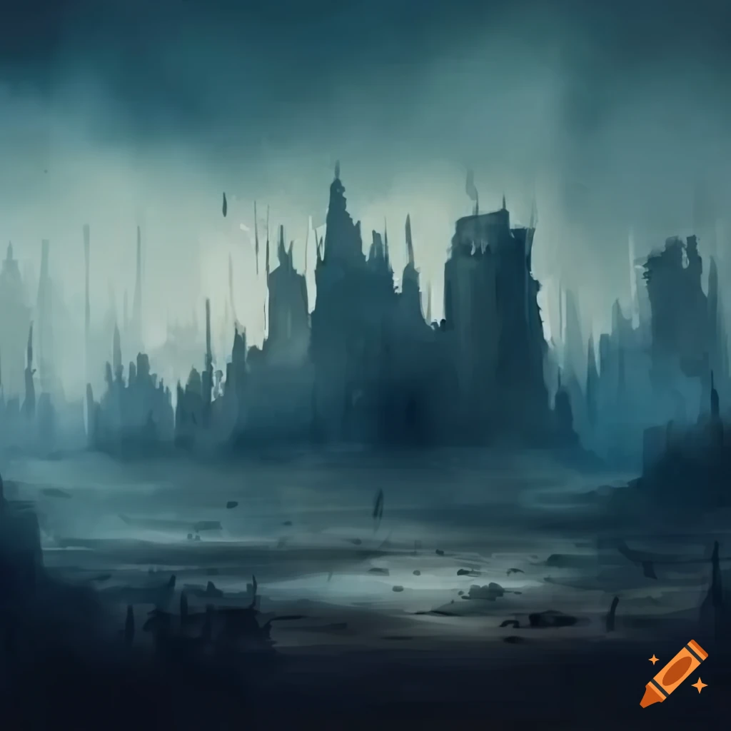 Apocalyptic watercolor scene on Craiyon