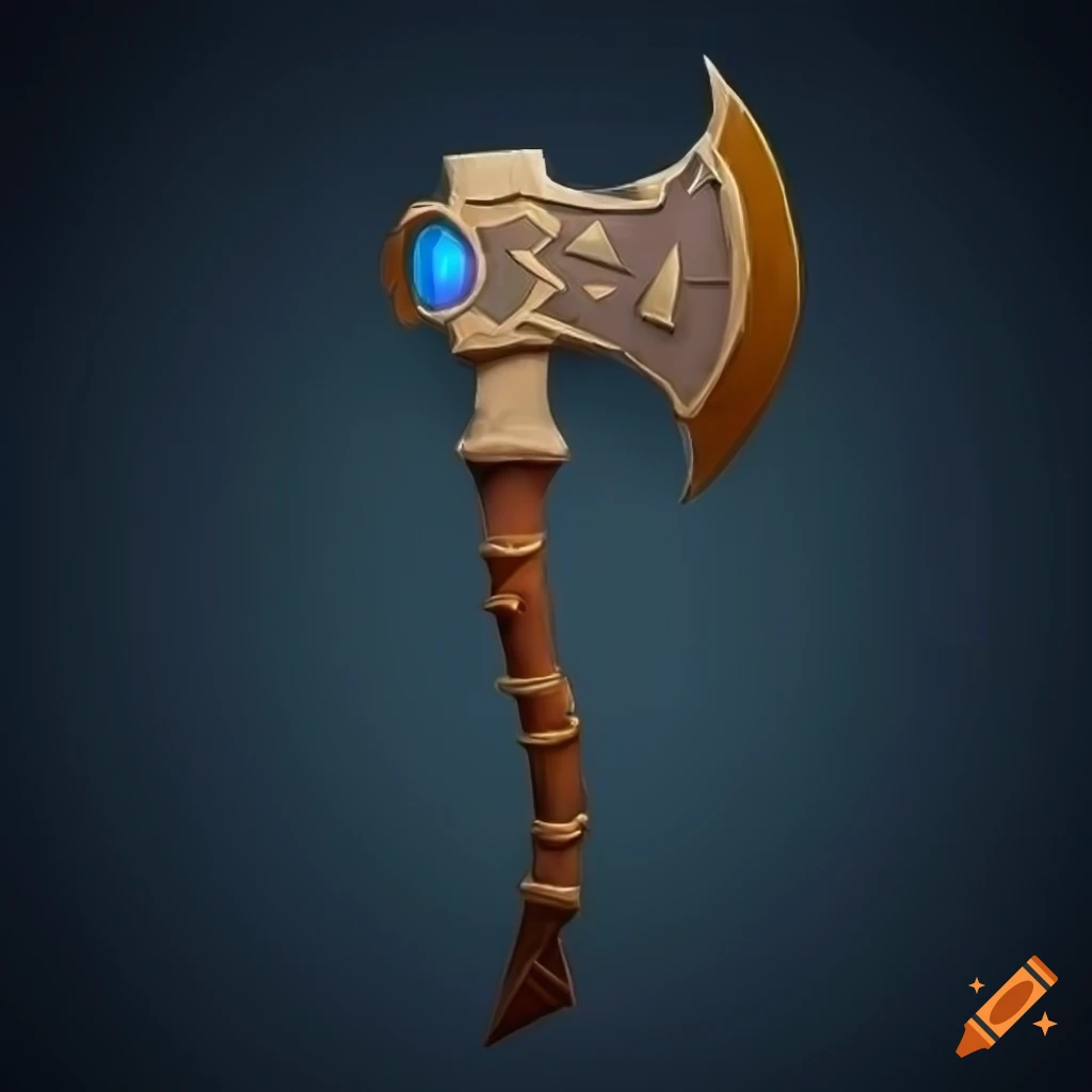 Axe weapon stylized with runes in a fantasy design on Craiyon