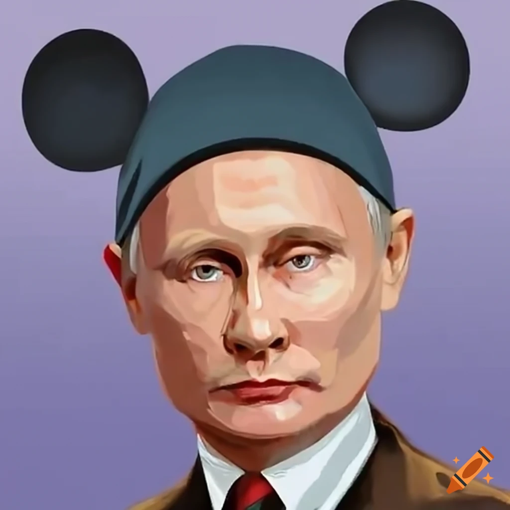 Vladimir putin wearing a mickey mouse hat on Craiyon