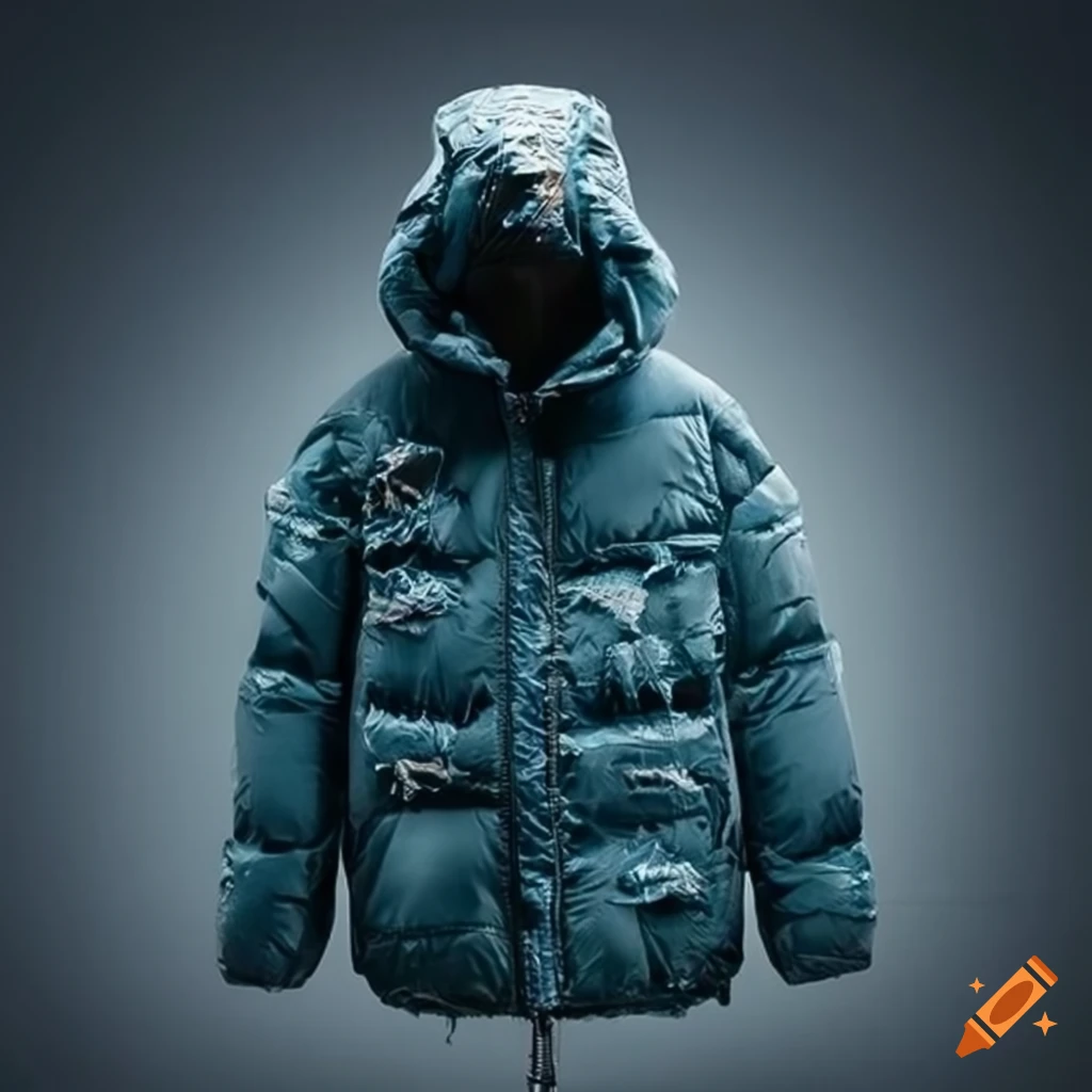 Badly ripped puffer jacket on Craiyon