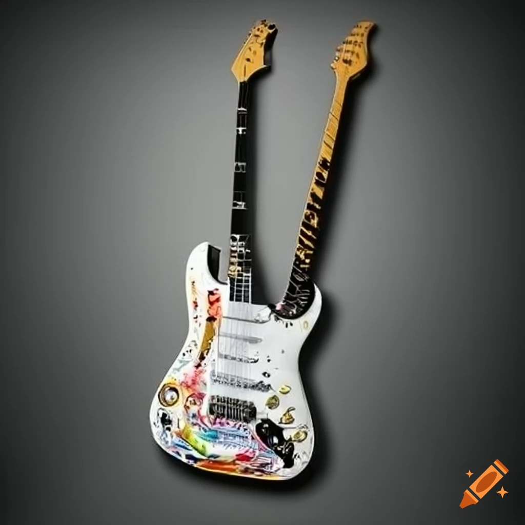 Electric guitar with racing car graphics on Craiyon