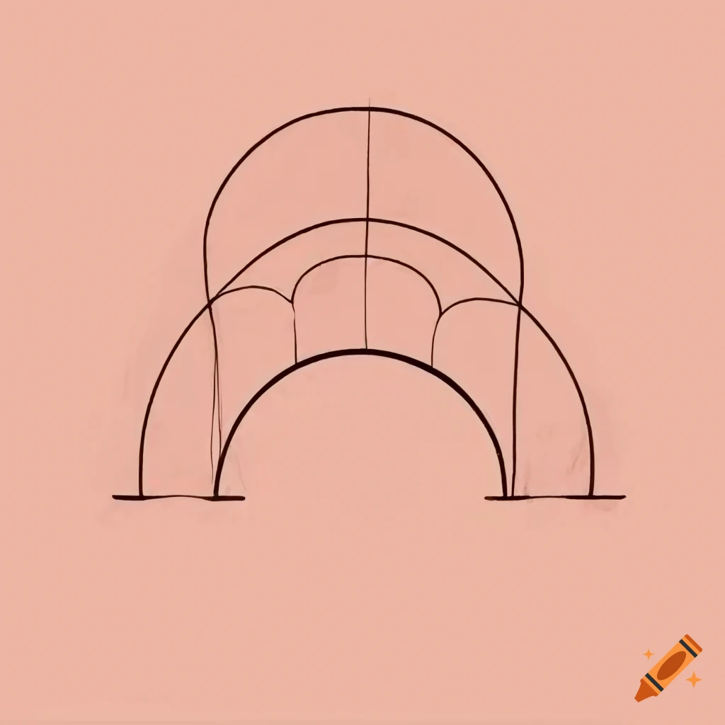 Geometric minimalist drawing with arches, dots, and lines on Craiyon