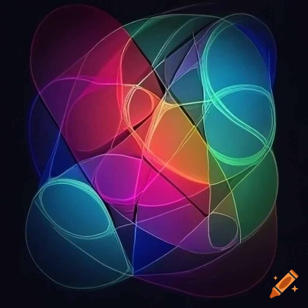 Colorful modern art mathematical graph with geometric shapes on Craiyon