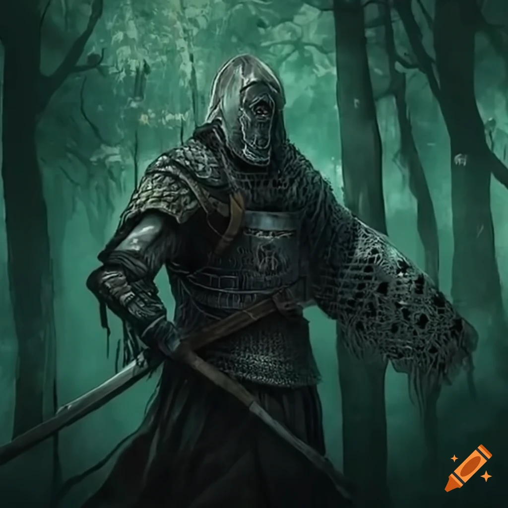 Finnish knight dying honorably against a tree on Craiyon