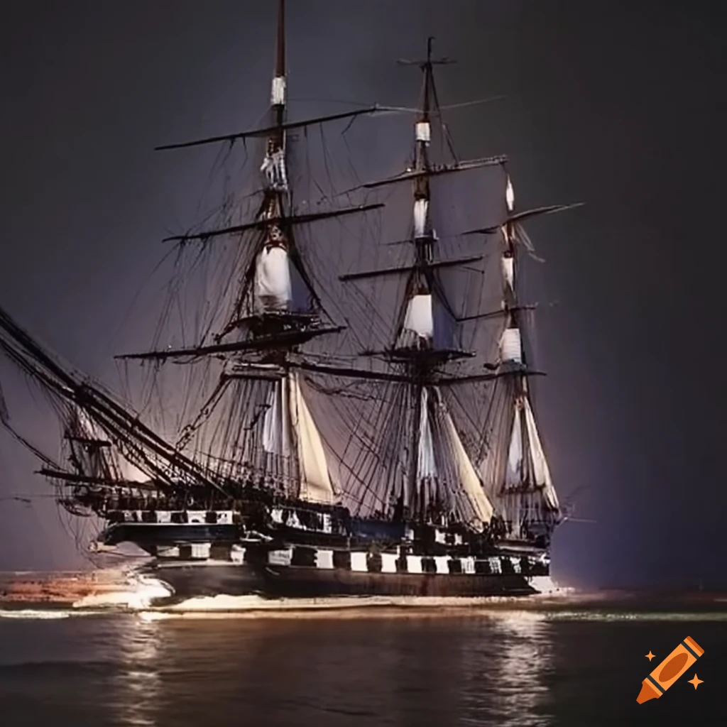 Historical scene of uss constitution sailing in the open sea on Craiyon