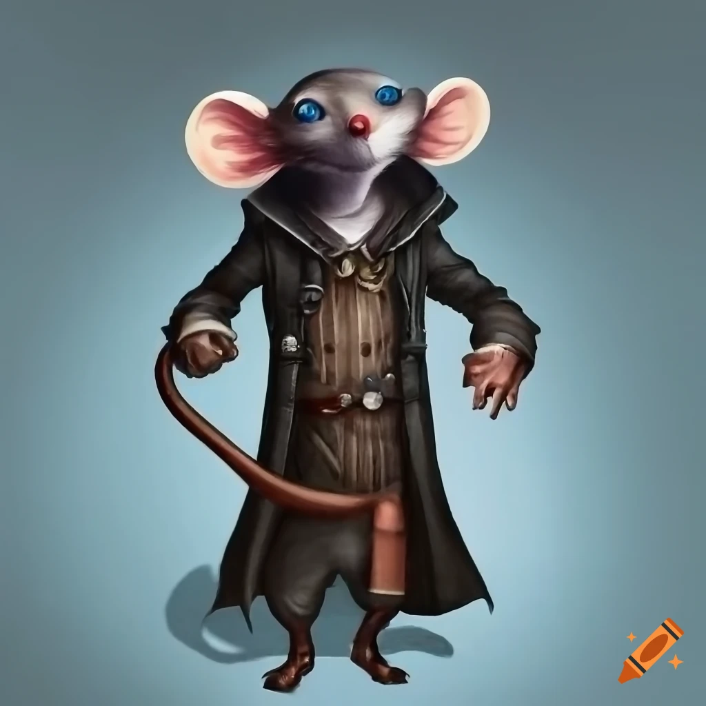 Charming mouse character from an rpg game with black coat and pants ...