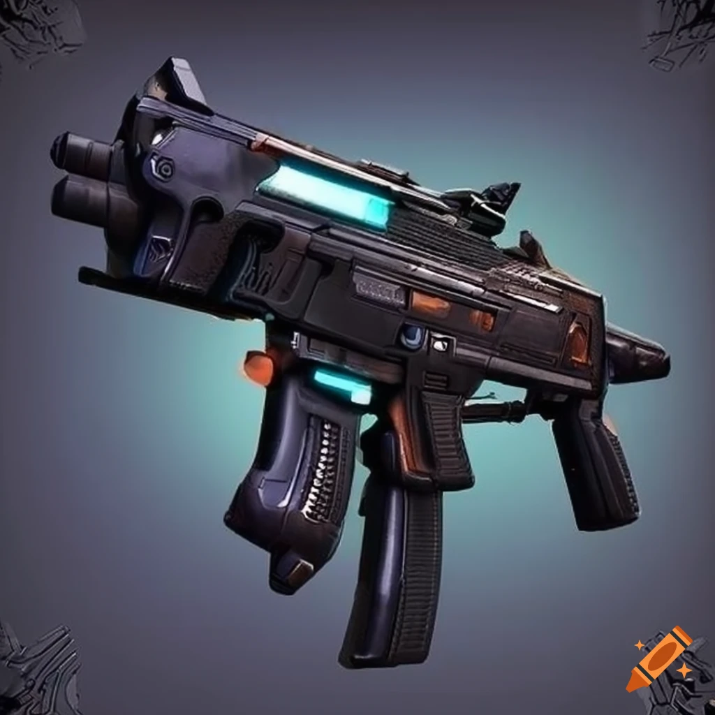 Futuristic mp7 submachine gun on Craiyon