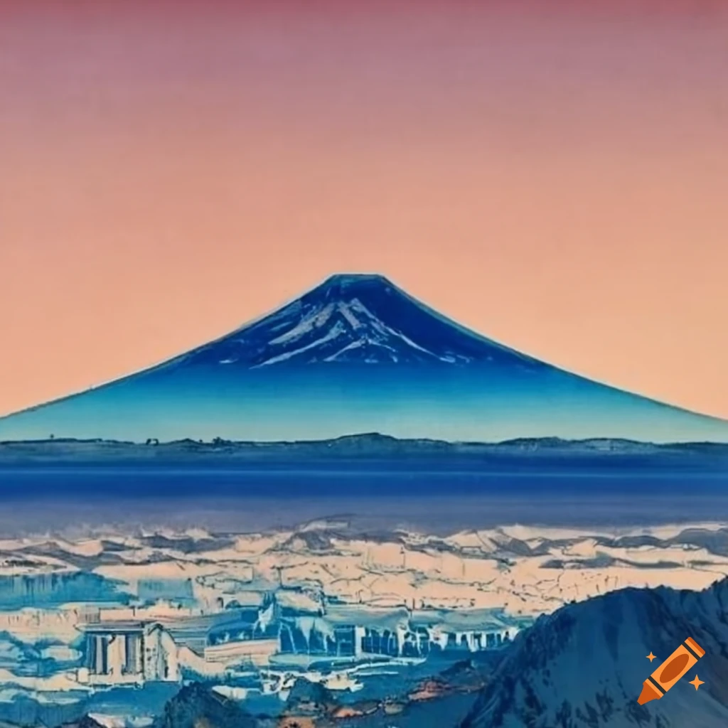 Mont fuji view from omiya, around 1890 on Craiyon