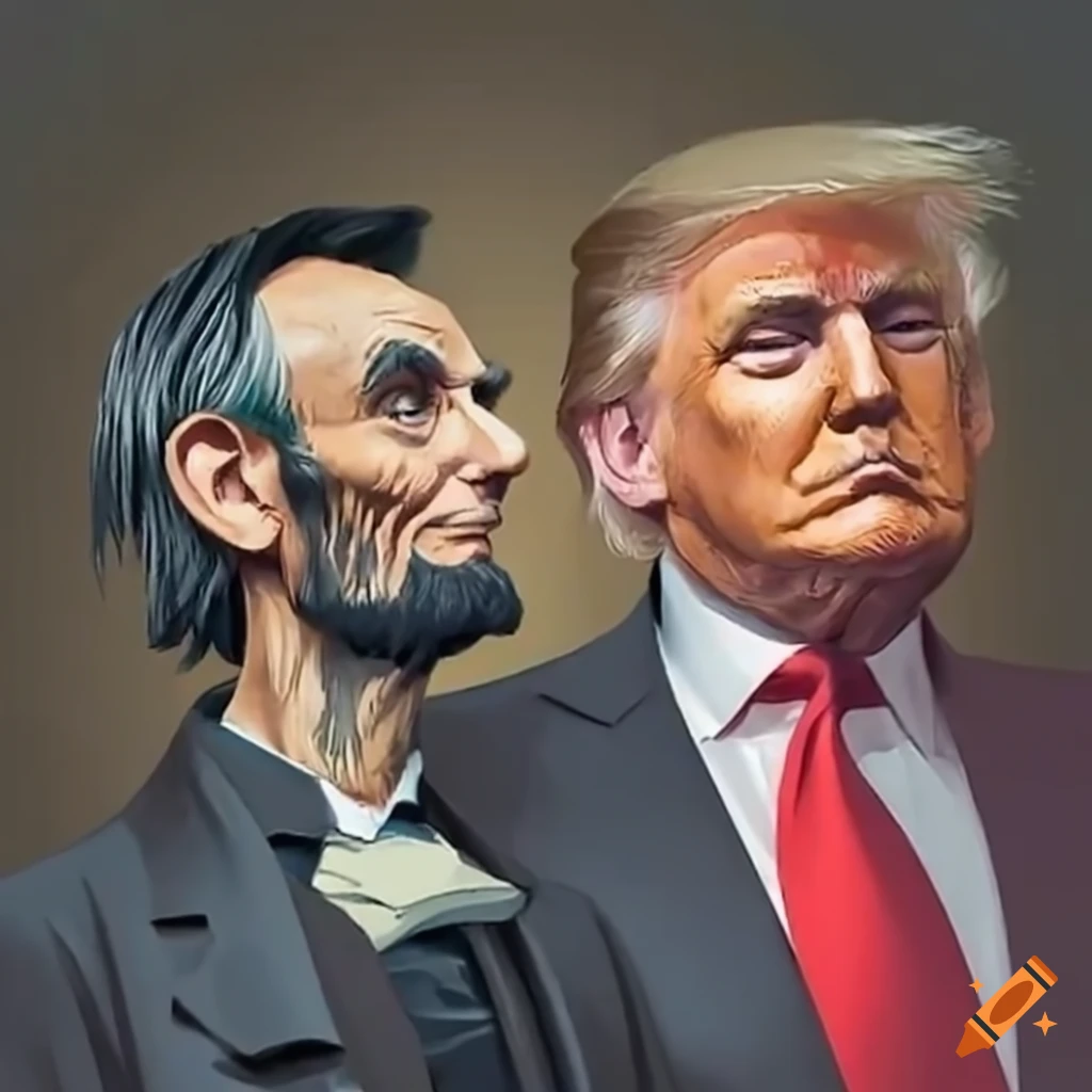 Trump giving a high five to abraham lincoln in a humorous artistic ...