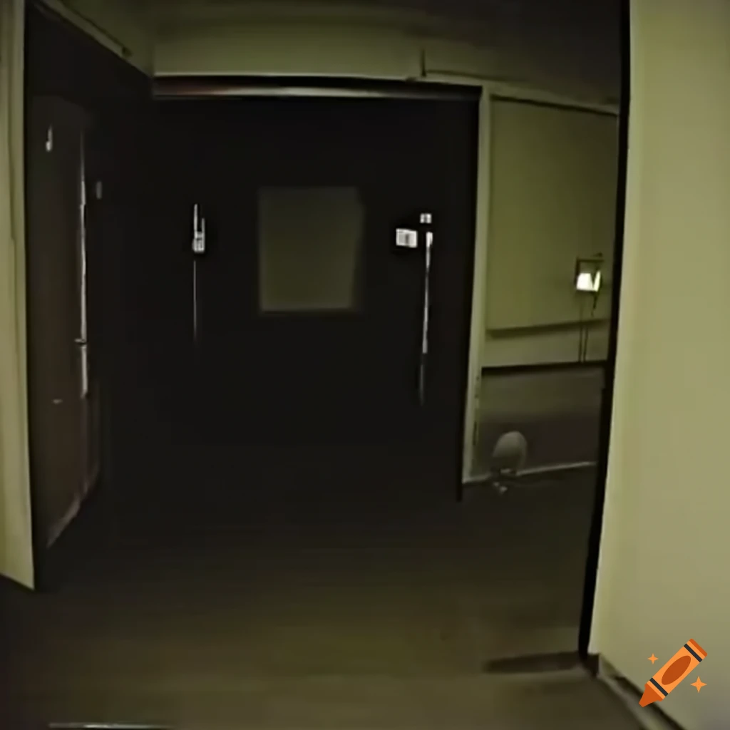 Backrooms interior with eerie dark atmosphere and cctv on Craiyon