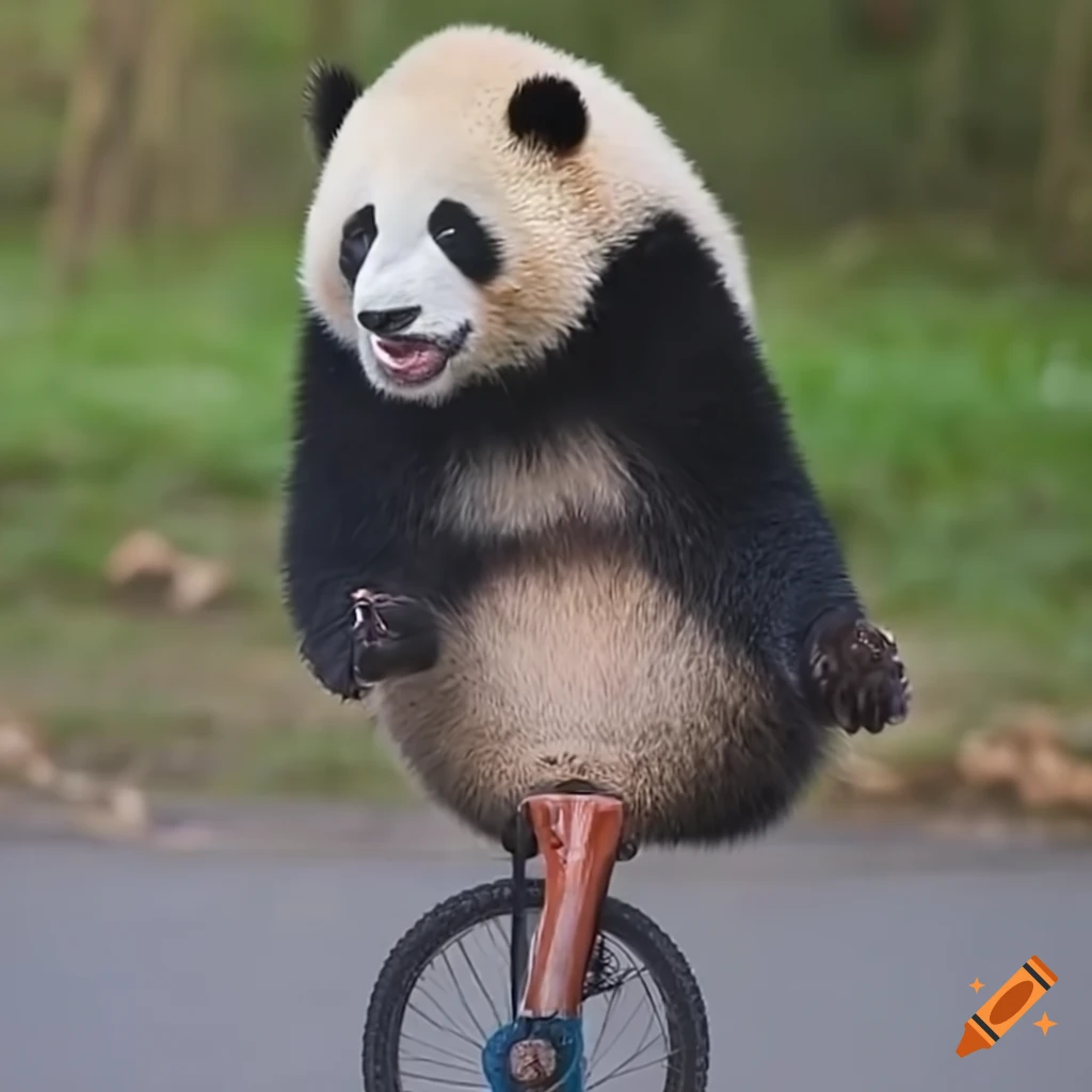 Panda riding a unicycle on Craiyon